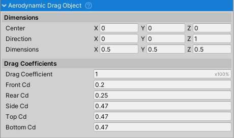 NWH Aerodynamics Documentation - Aerodynamic Drag Object